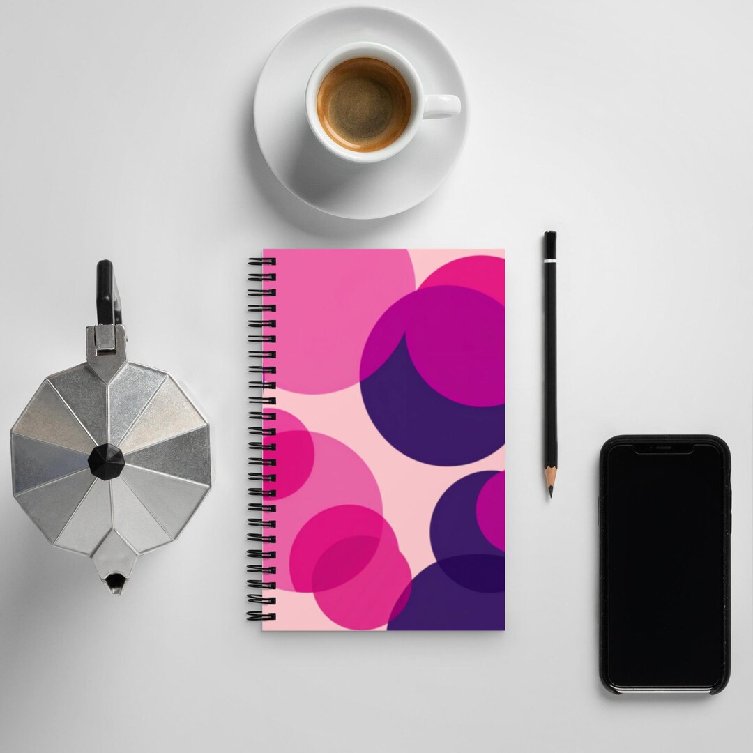 Pink and Purple Polka Dot Spiral Notebook: Dotted Journal With Dotted ...