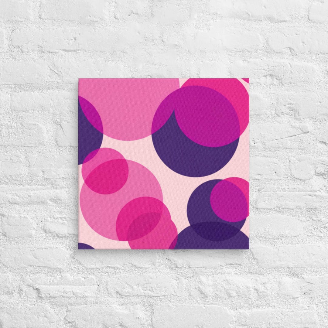 Pink and Purple Polka Dot Wall Art Canvas - Colorful Dotted Home Decor ...