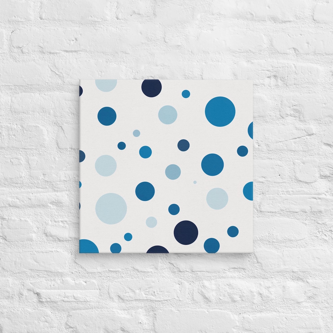 Blue Dots Wall Art, Geometric Circles, Dots, Abstract Art, Colorful ...