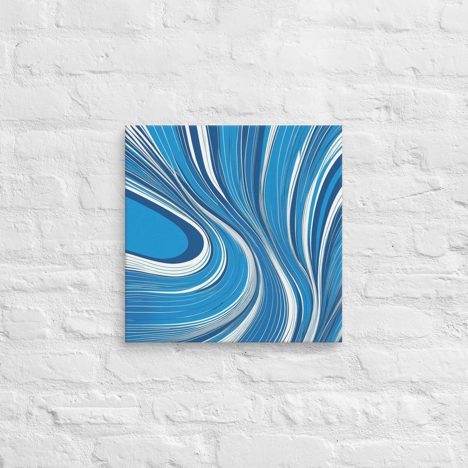 Curvy Line Abstract Canvas - Blue and White Modern Wall Art - Etsy