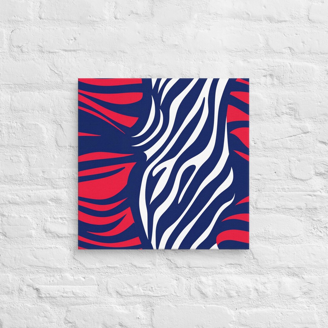 Red, White & Blue Zebra Print Canvas: Abstract Safari Wall Art - Etsy