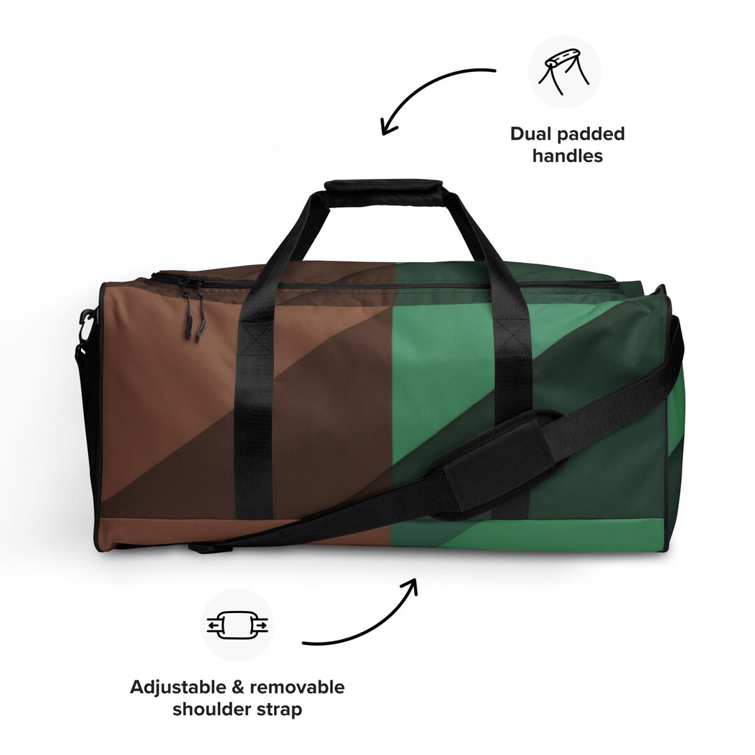 Green and Brown Color Block Duffle Bag - Stylish Travel Gym Bag - Etsy