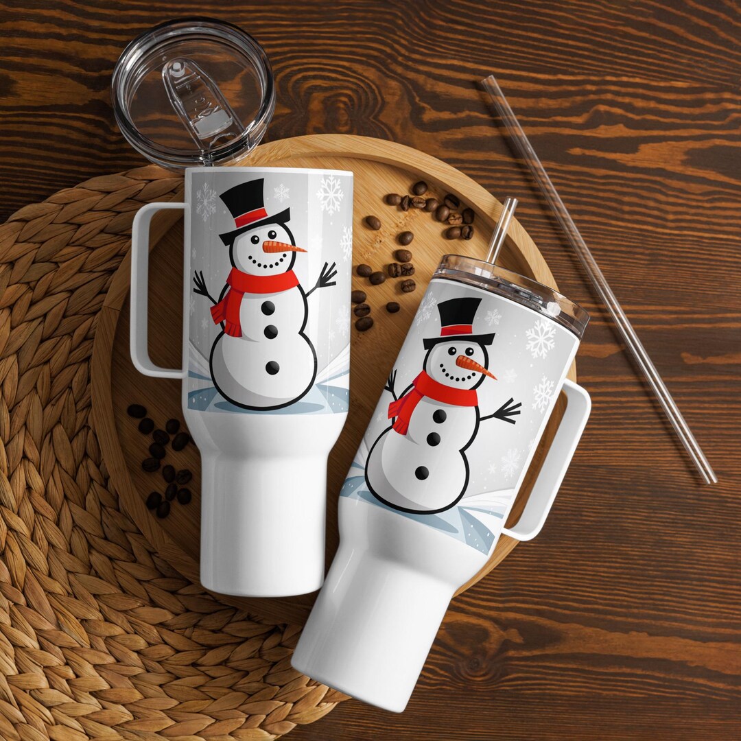 Snowman Travel Mug With a Handle - Etsy
