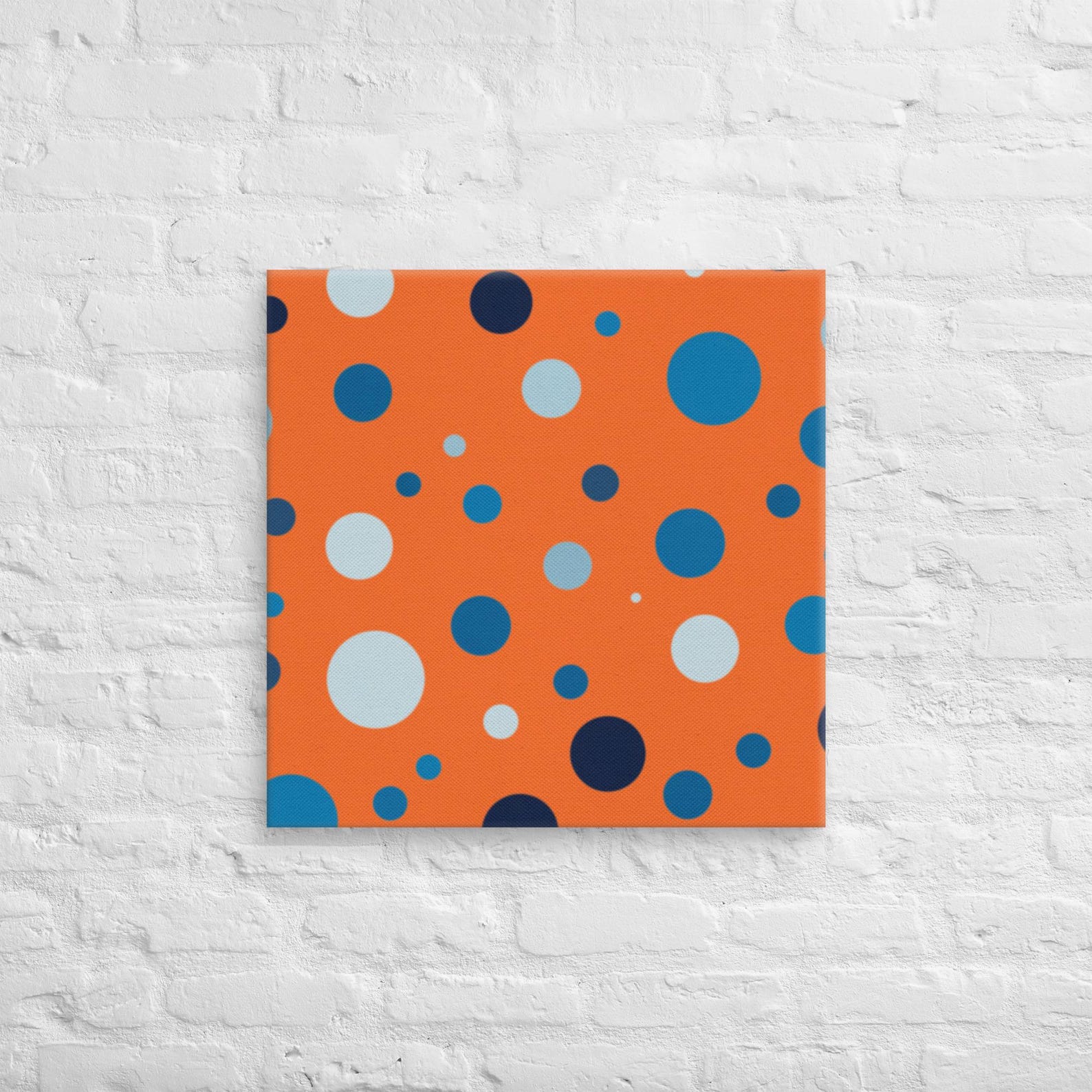 Bold Orange With Blue Polka Dot Wall Art Canvas - Colorful Dotted Home ...