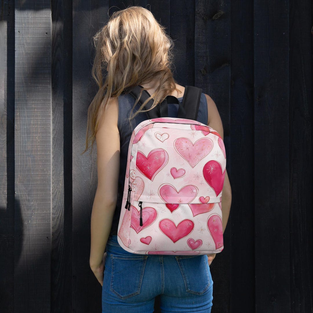 Pink Hearts Backpack - Soft Pink Allover Heart Design - Etsy