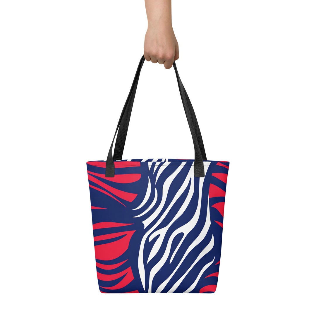 Red, White & Blue Zebra Print Tote Bag: Reusable Shopping Bag - Etsy