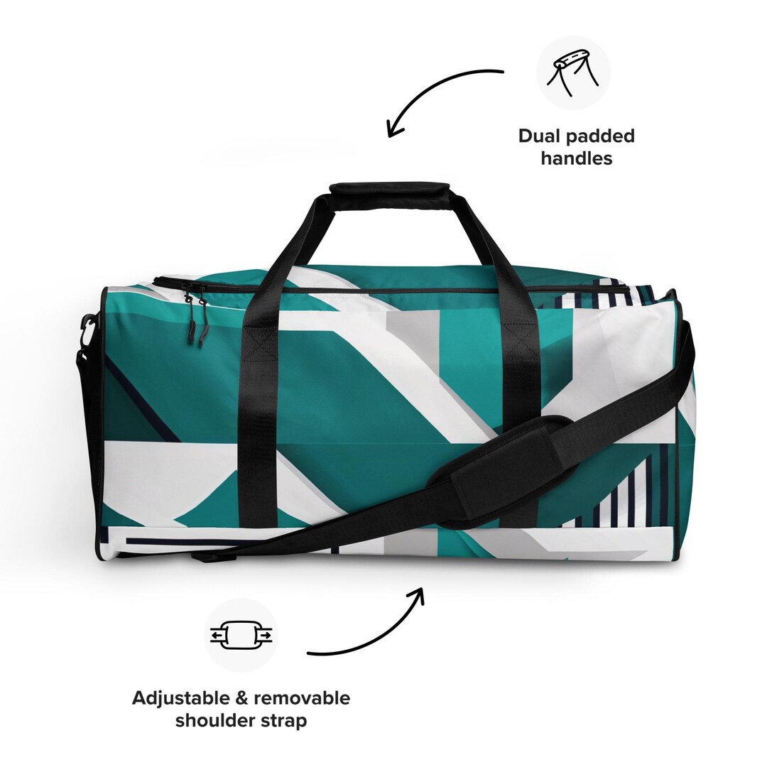 Teal Graphic Design Duffle Bag, Creative Design Bag, Multicolor Design ...