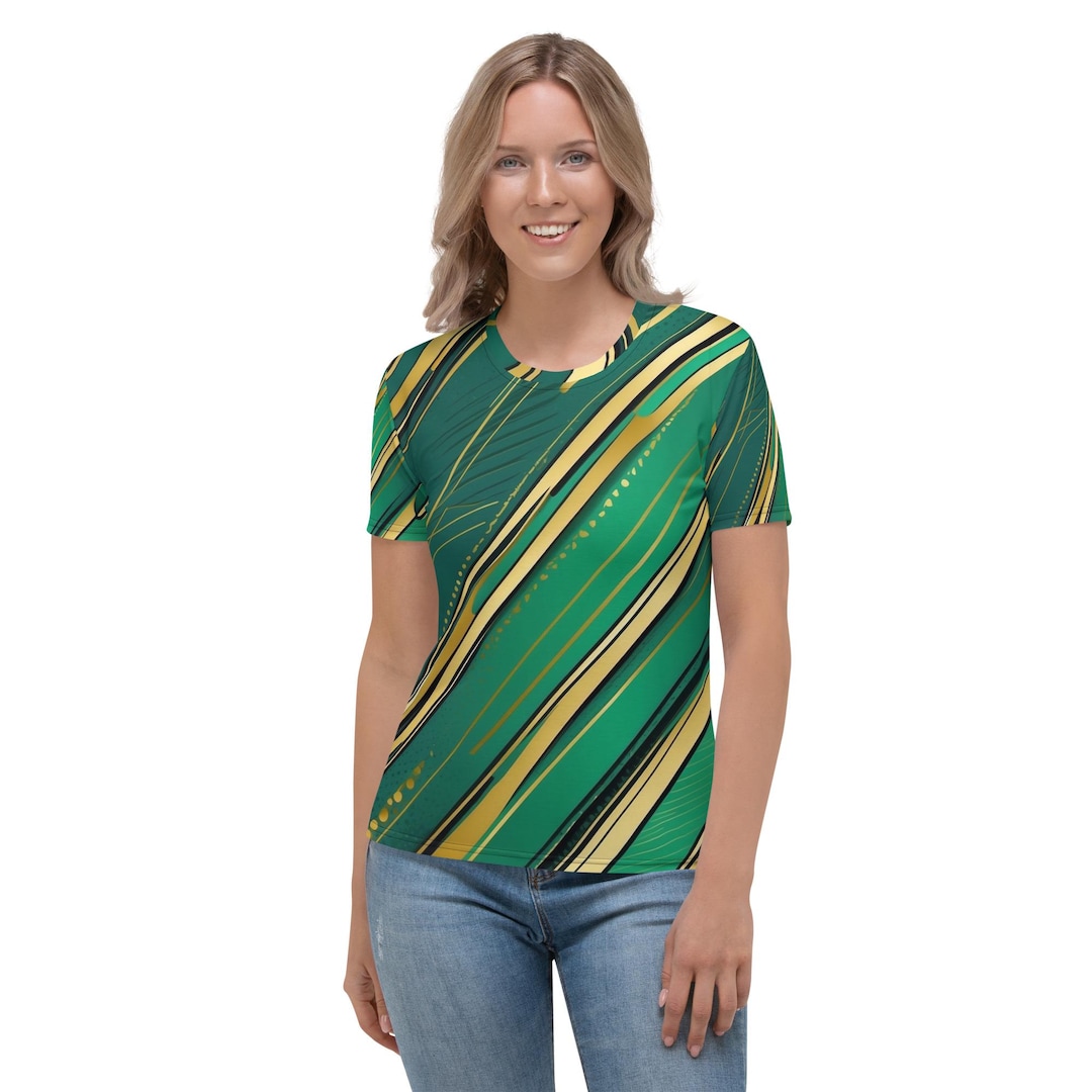 Green and Gold Strips Design Tee Sheet, Women's T-shirt - Etsy