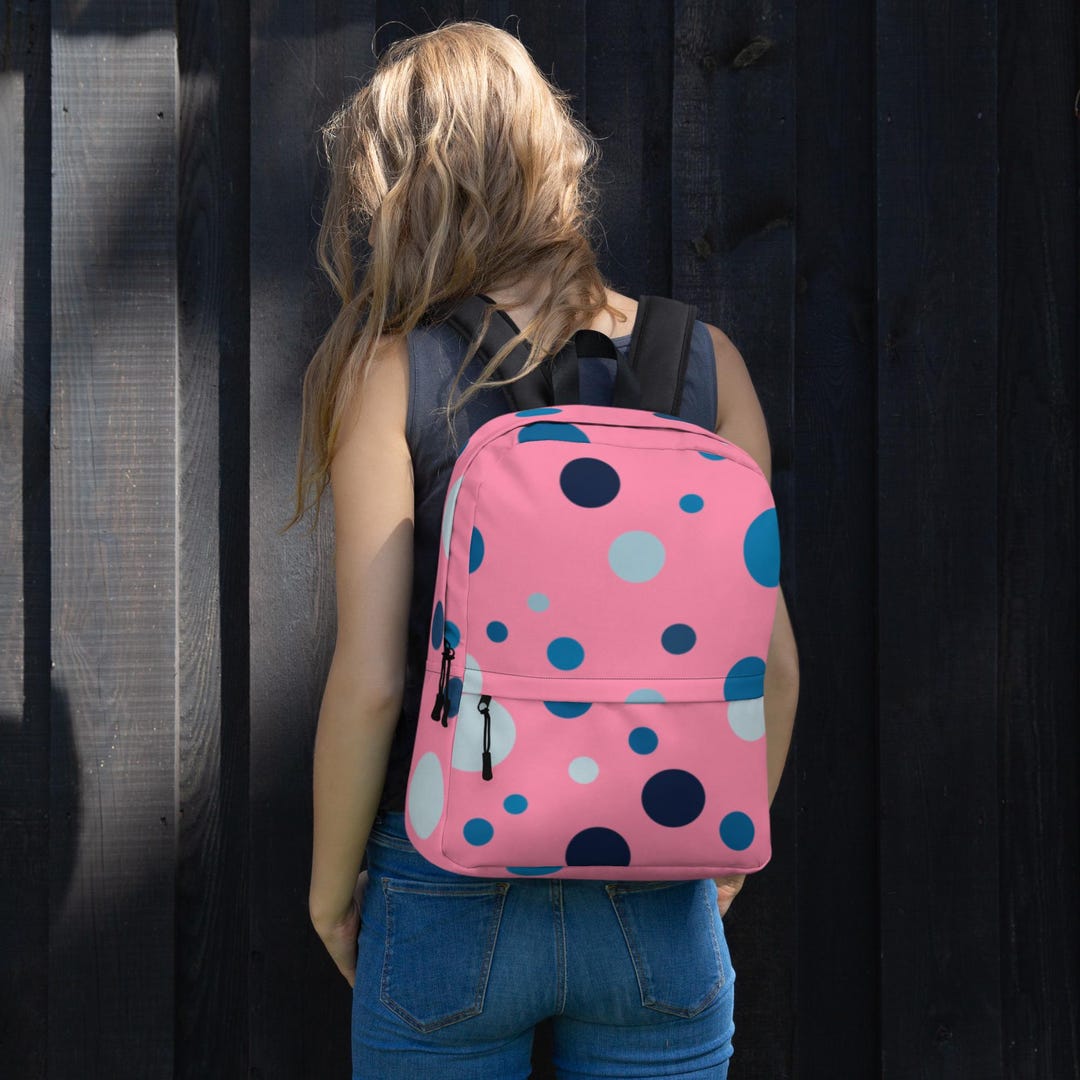 Pink Polka Dot Backpack: Water-resistant Laptop Bag - Etsy