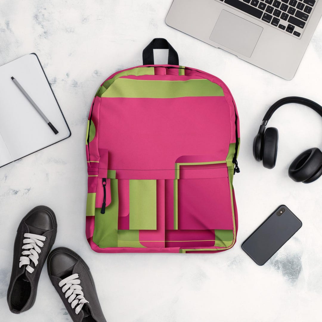 Bold Pink and Green Graphic Design, Creative Design, Two Tone Backpack ...