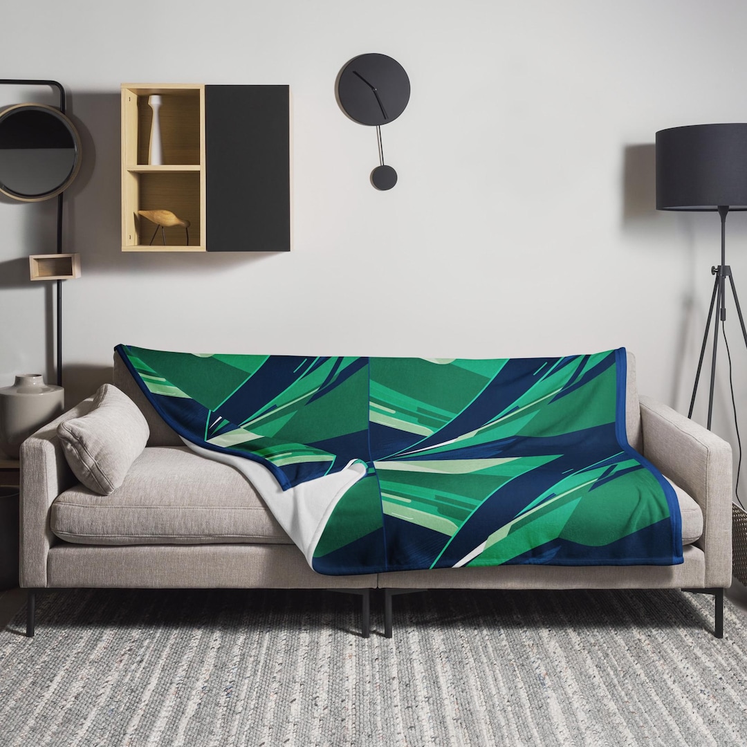 Blue and Green Throw Blanket - Etsy