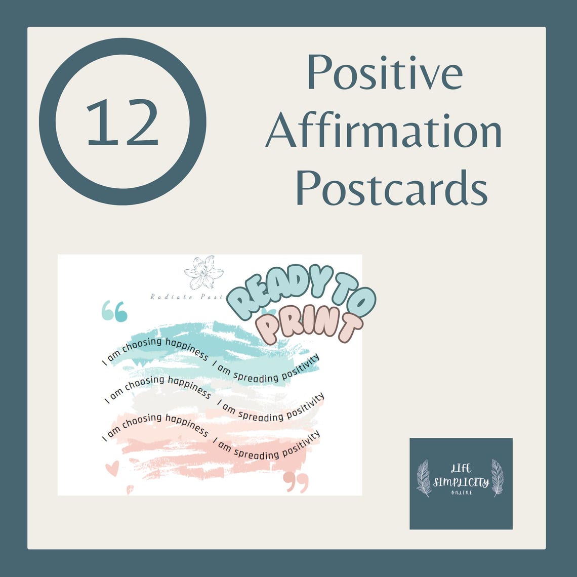 12 Positive Affirmation Postcards | Pastel Colours | Digital Download ...
