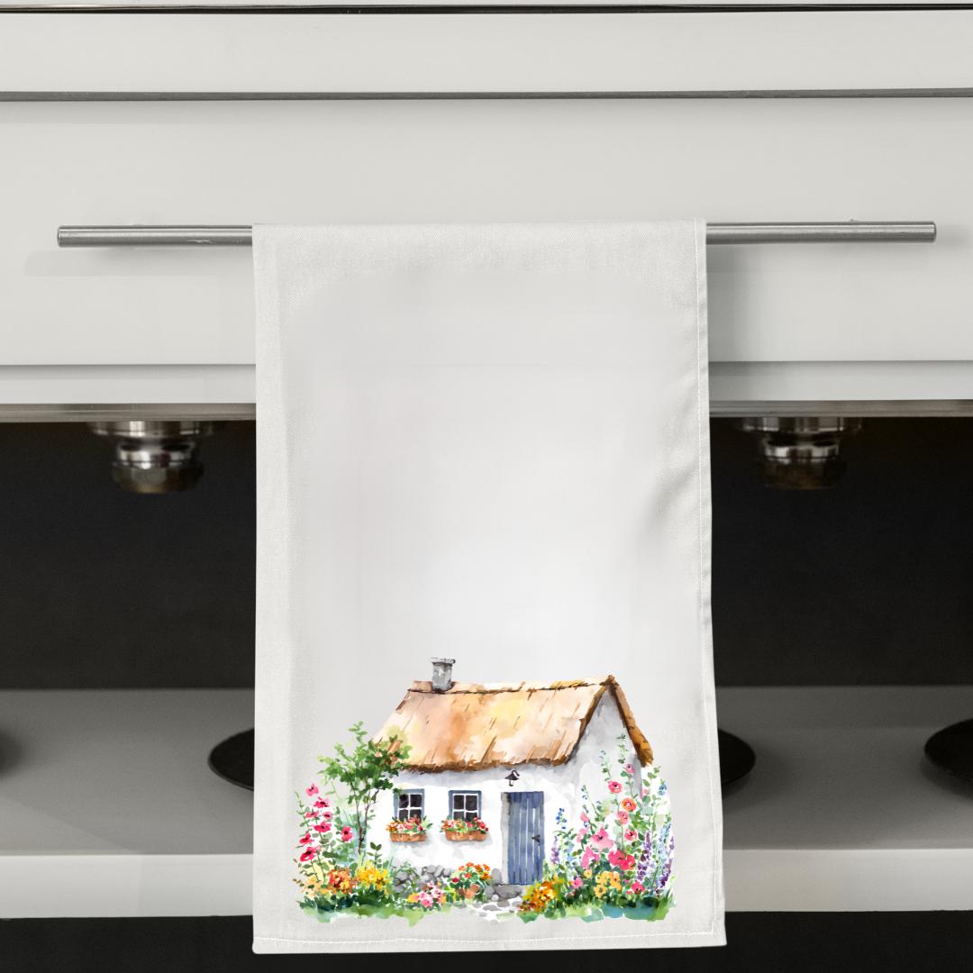 Cottagecore House Tea Towel – Floral Farmhouse Kitchen Towel – Country ...
