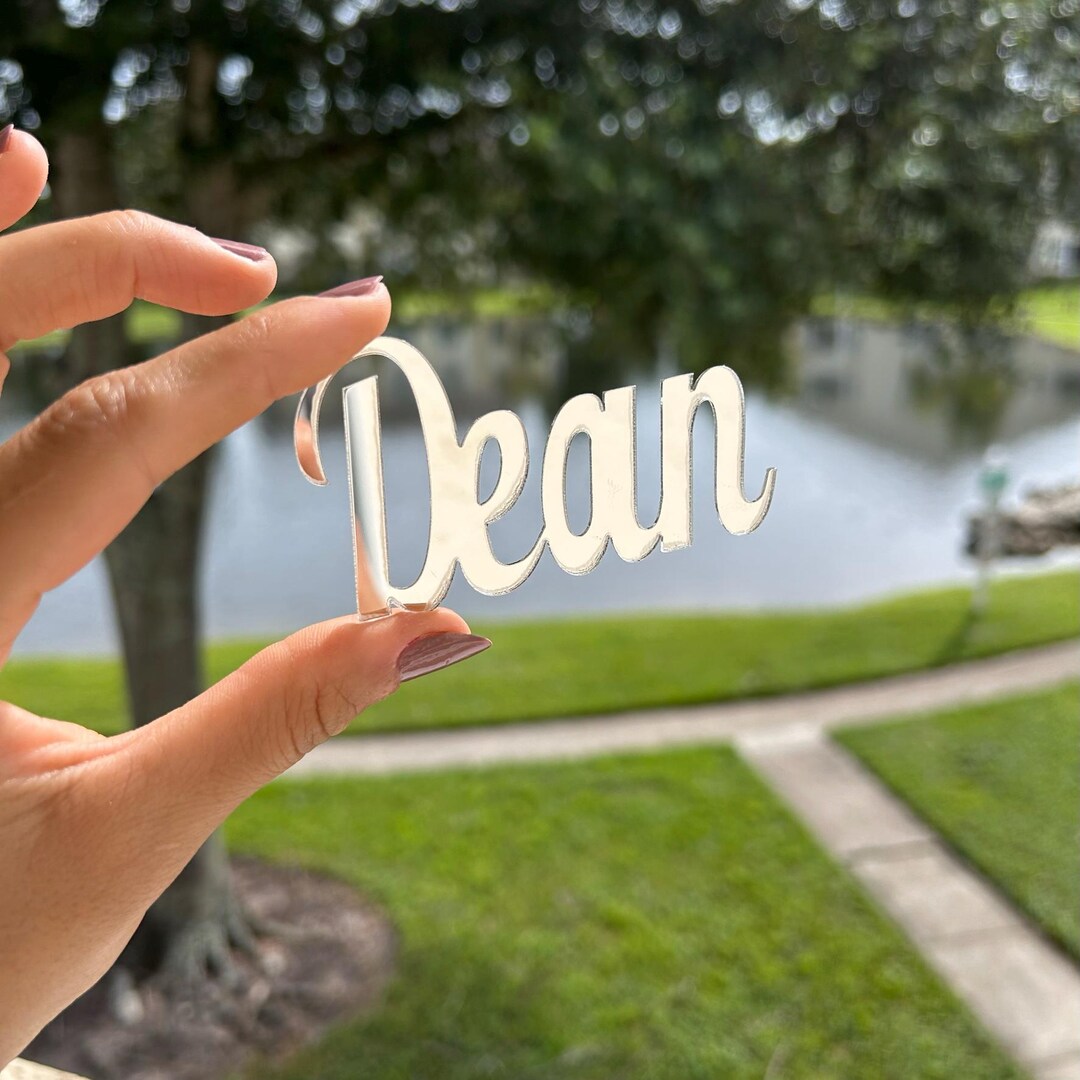 Custom Thanksgiving Place Cards, Silver Laser Cut Names, Wedding Table ...