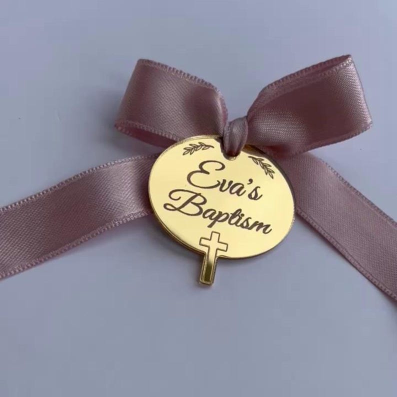 Baptism Favor Tag,cross Acrylic Mirror Tag, Personalized Gold Tag, Mi ...