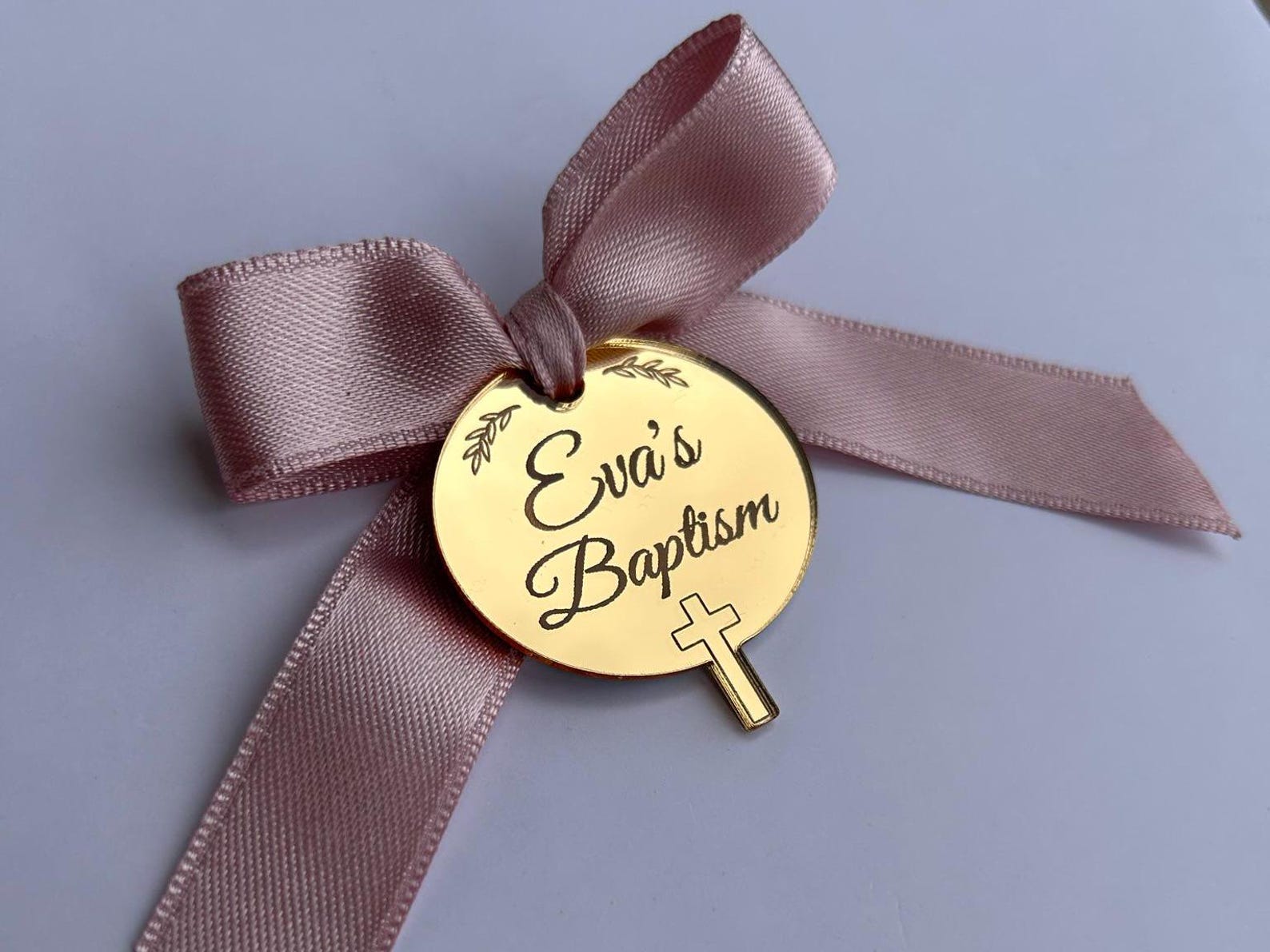 Baptism Favor Tag,cross Acrylic Mirror Tag, Personalized Gold Tag, Mi ...