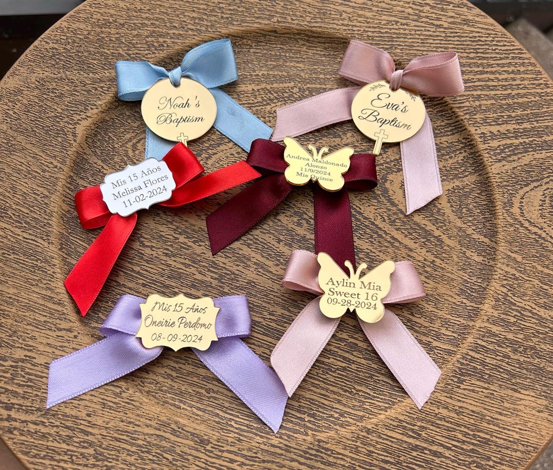 Personalized Acrylic Mirror Party Favor Tag With Satin Ribbon - Etsy