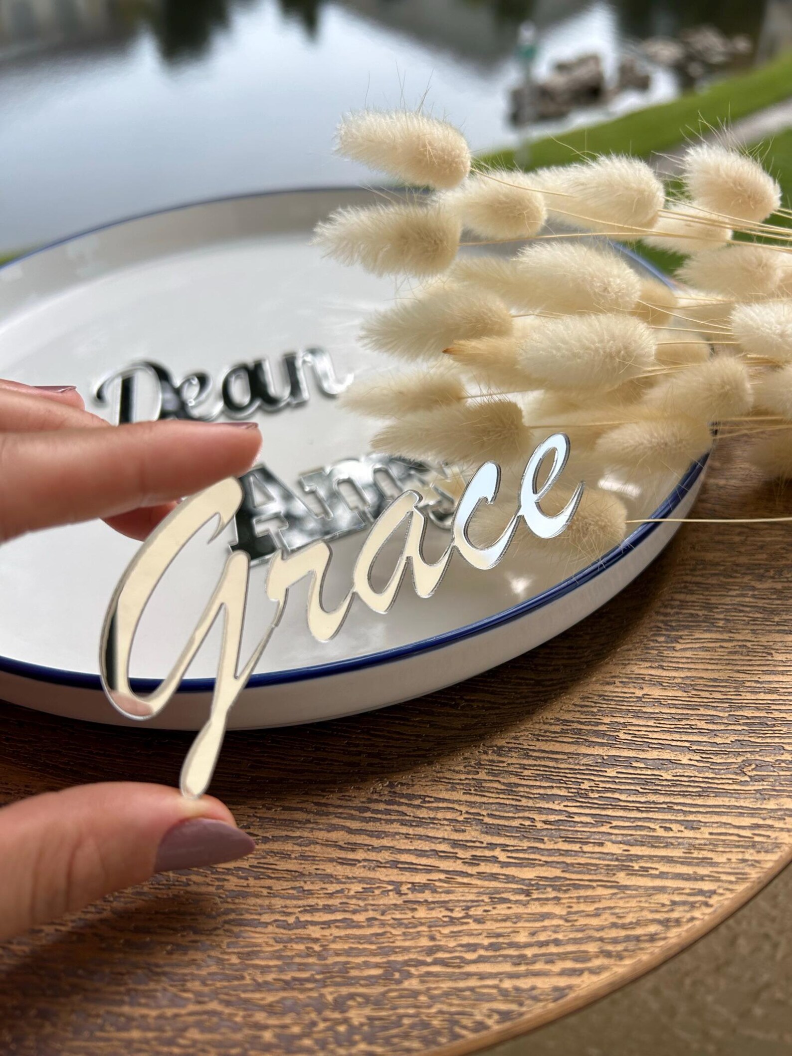 Custom Thanksgiving Place Cards, Silver Laser Cut Names, Wedding Table ...