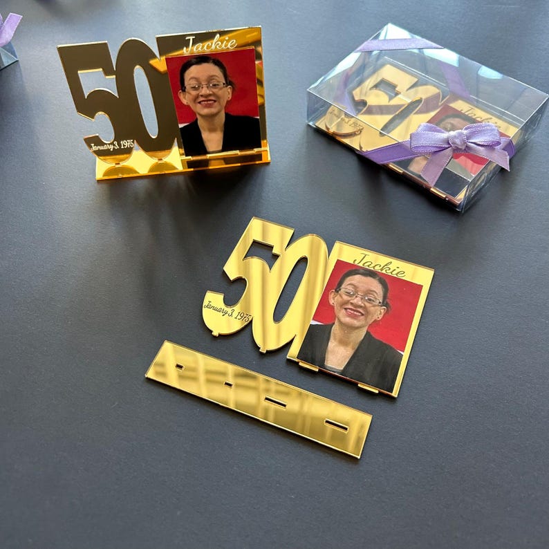 50th Birthday Photo Frame, Birthday Photo Magnet Gift, Picture Frame ...