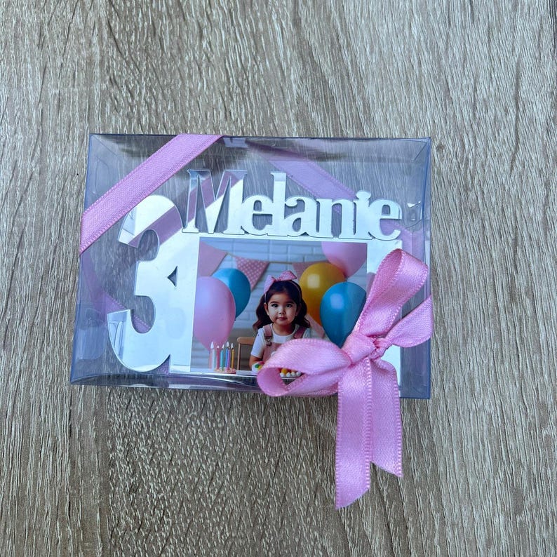 3rd Birthday Photo Frame Magnets With Box, Princess Pink Party Favor ...