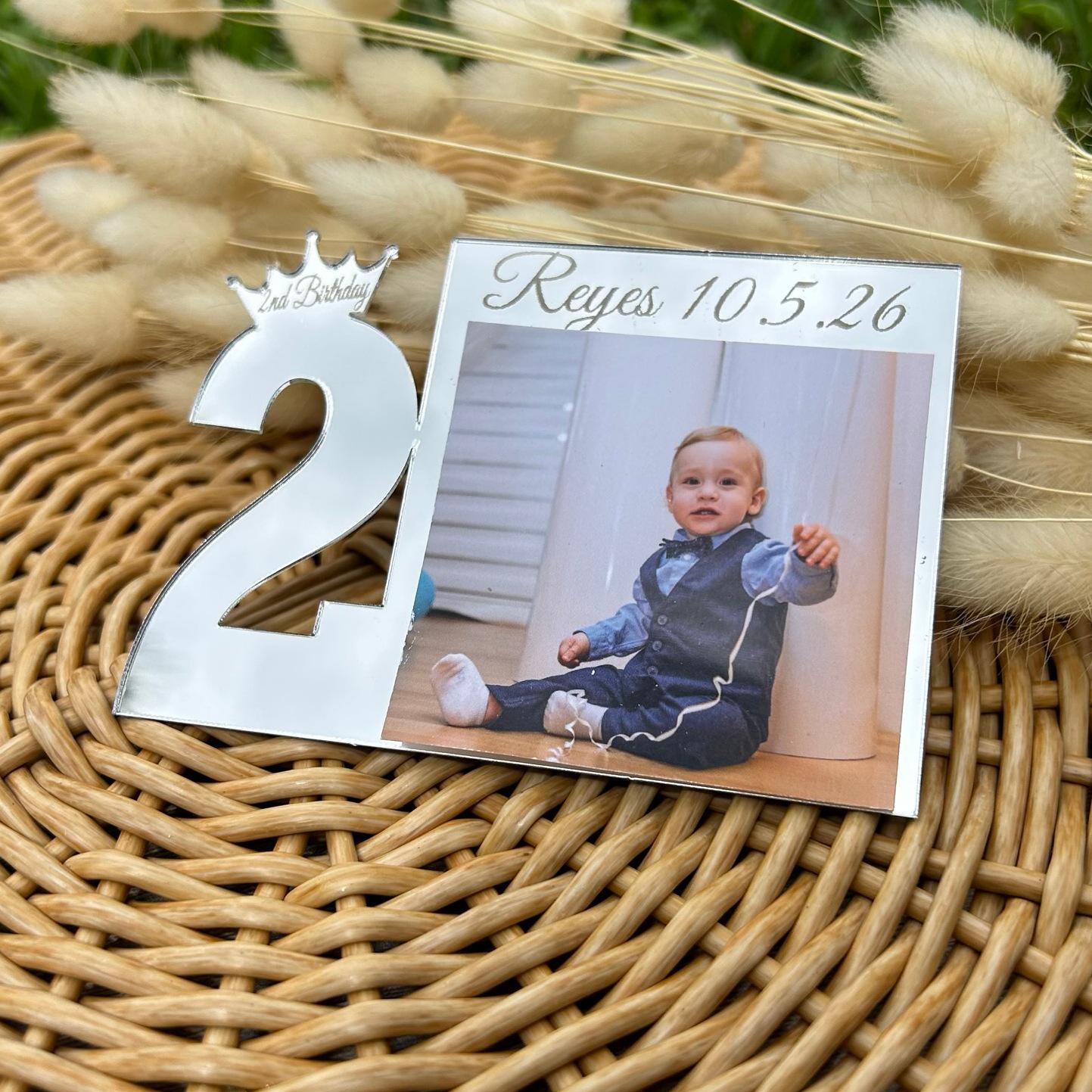Second Birthday Luxury Photo Frame Magnets With Box, Silver Party Decor ...