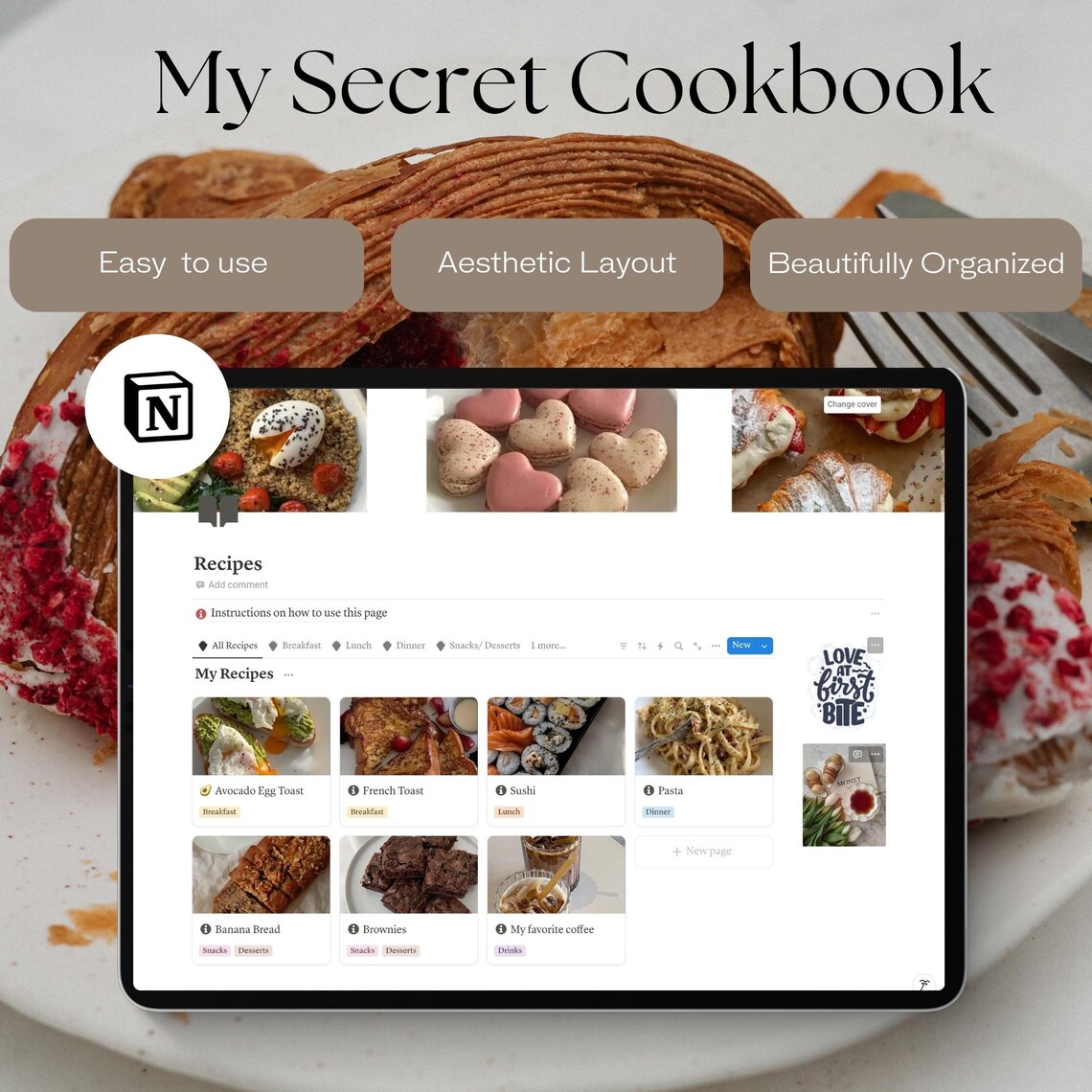 Notion Recipe Organizer Template Digital Cookbook for Easy Meal ...
