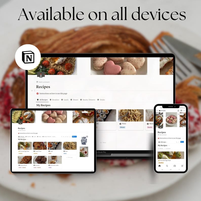 Notion Recipe Organizer Template Digital Cookbook for Easy Meal ...