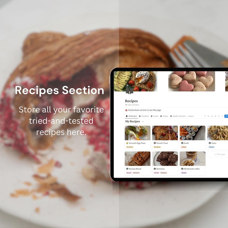 Notion Recipe Organizer Template Digital Cookbook for Easy Meal Planning & Aesthetic Recipe ...