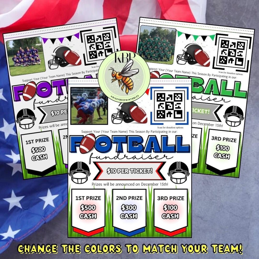 Football Fundraiser Raffle Prizes Flyer Only. Easy Event Planning ...