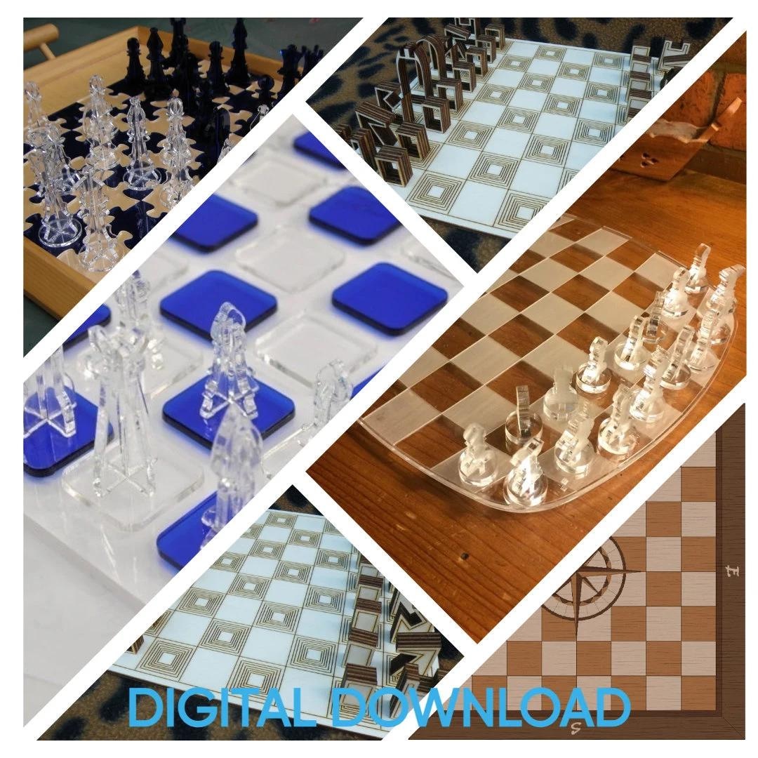 Set of 5 Laser Cut Chess Board, Laser Cut Chess Board Vector File ...