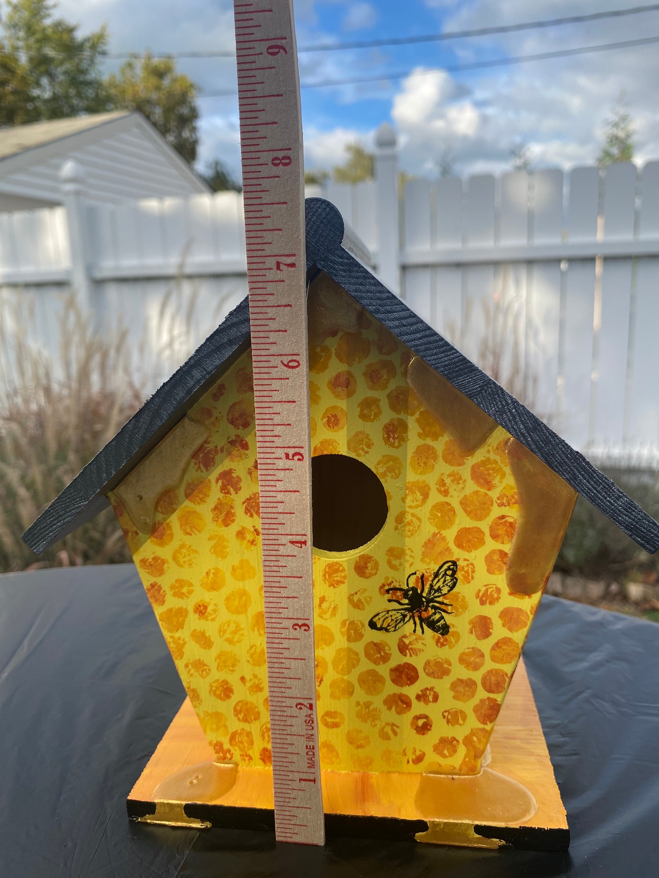 Hand Painted Wooden Birdhouse/garden Decor/functional Birdhouse/indoor ...