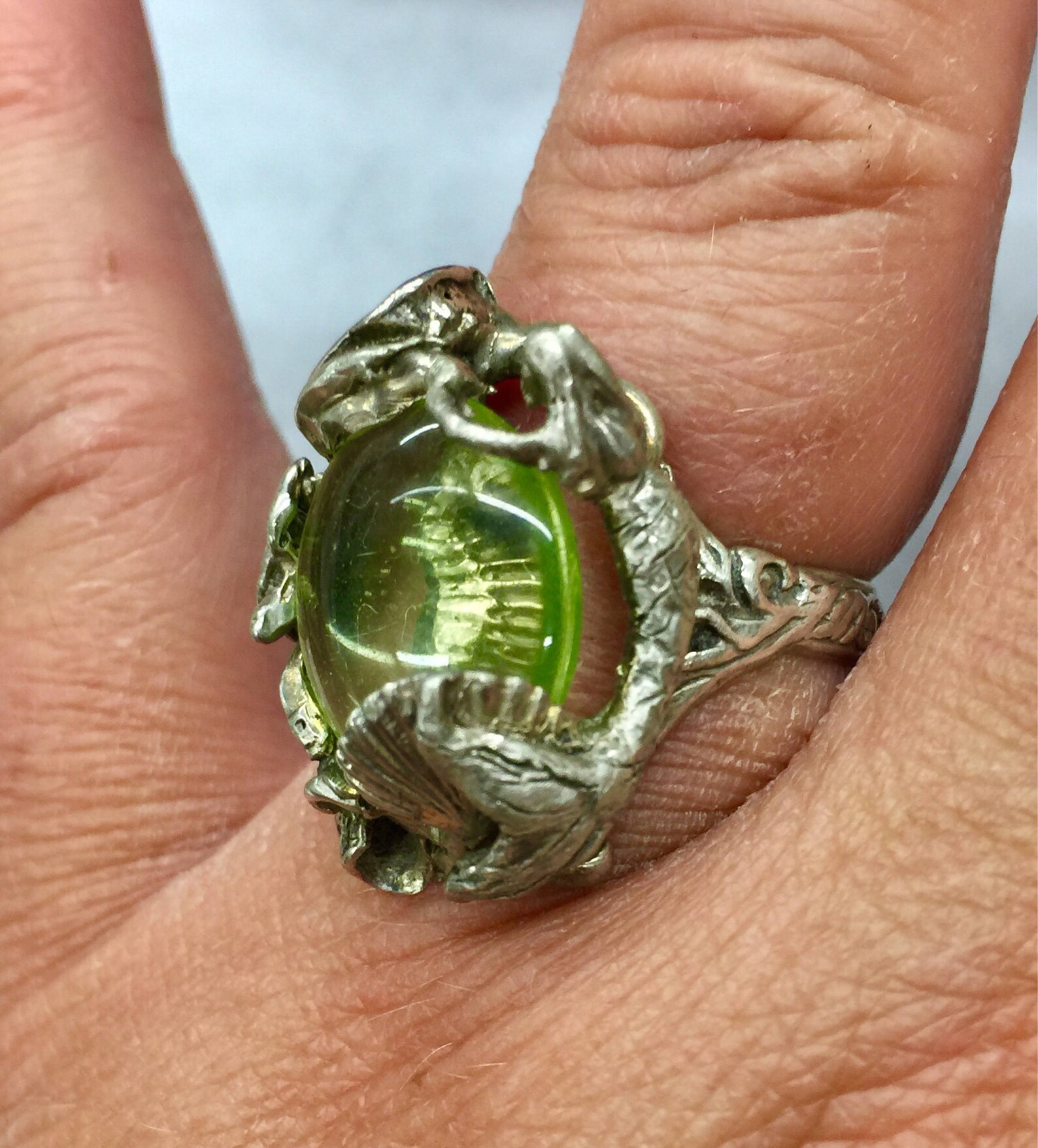 Nouveau Enchanted Mystical Magic Gazing Pool Mermaid Ring Sea Horse ...
