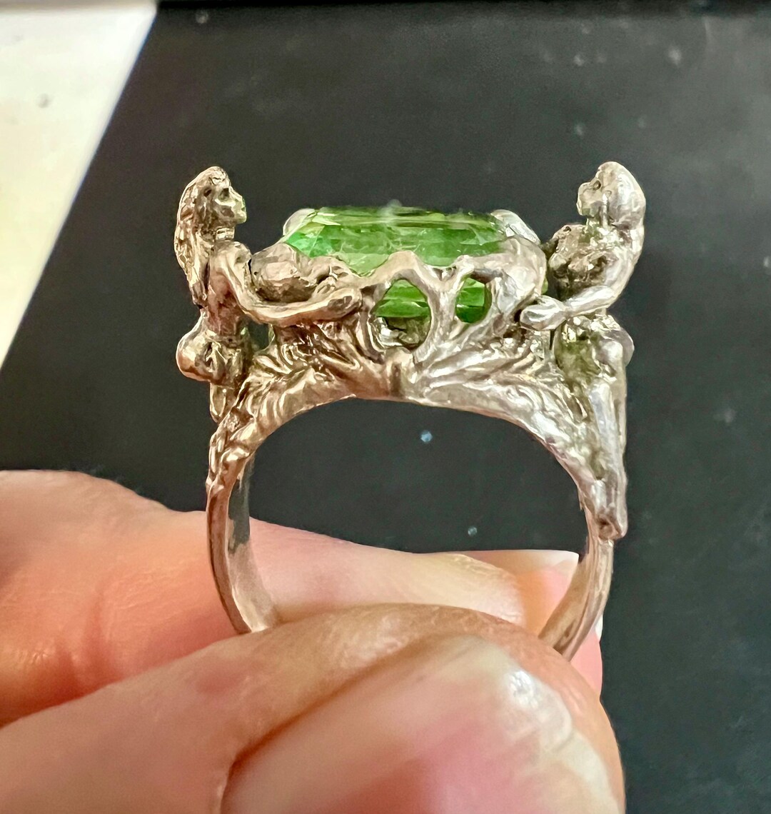 Art Nouveau Fantasy 2 Ladies Fairy Nymph Silver Palladium Ring, Uranium ...