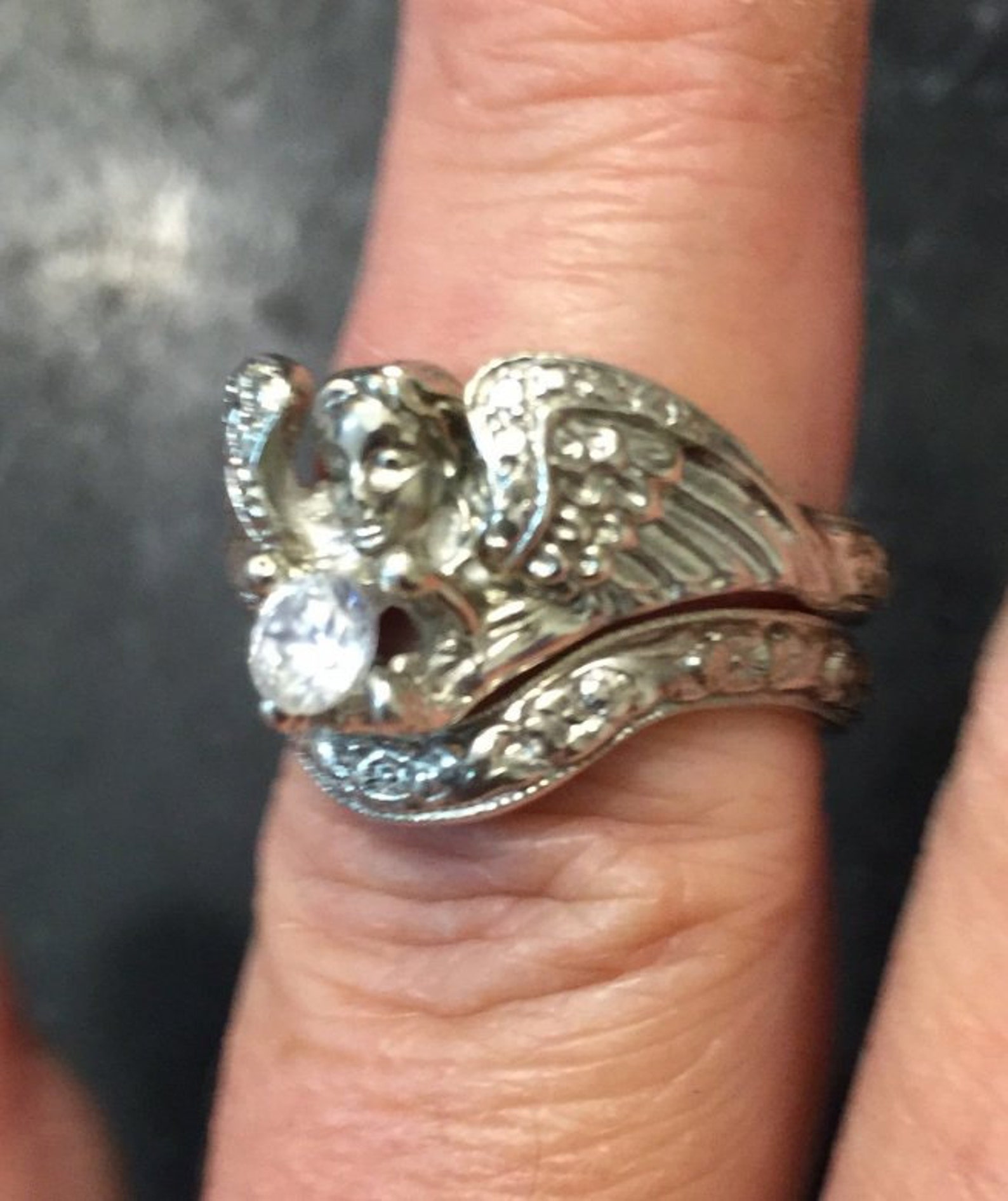 Heavenly Praying Victorian Angel Wedding Bridal Set Silver Renaissance ...