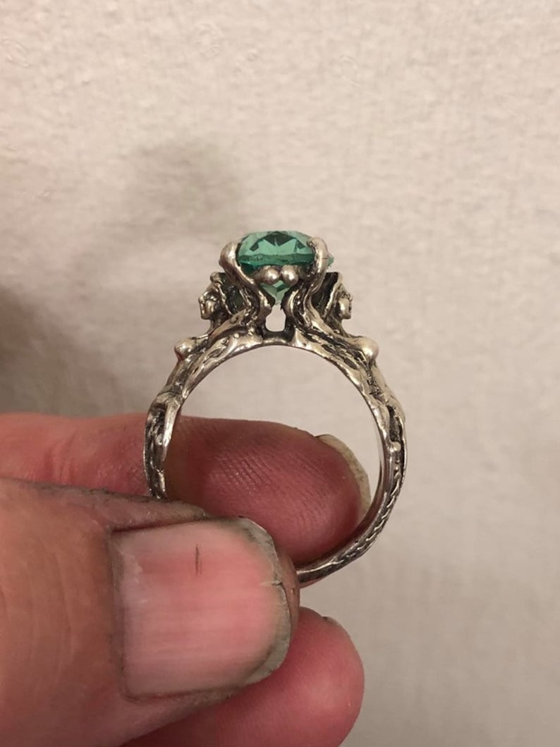 Art Nouveau Style, Aqua Uranium Vaseline Glass Glowing Maiden Caryatid ...