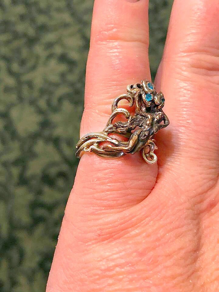 Sexy Nouveau Nude Lady Venus on Waves Sea Goddess Flowers Siren Song ...