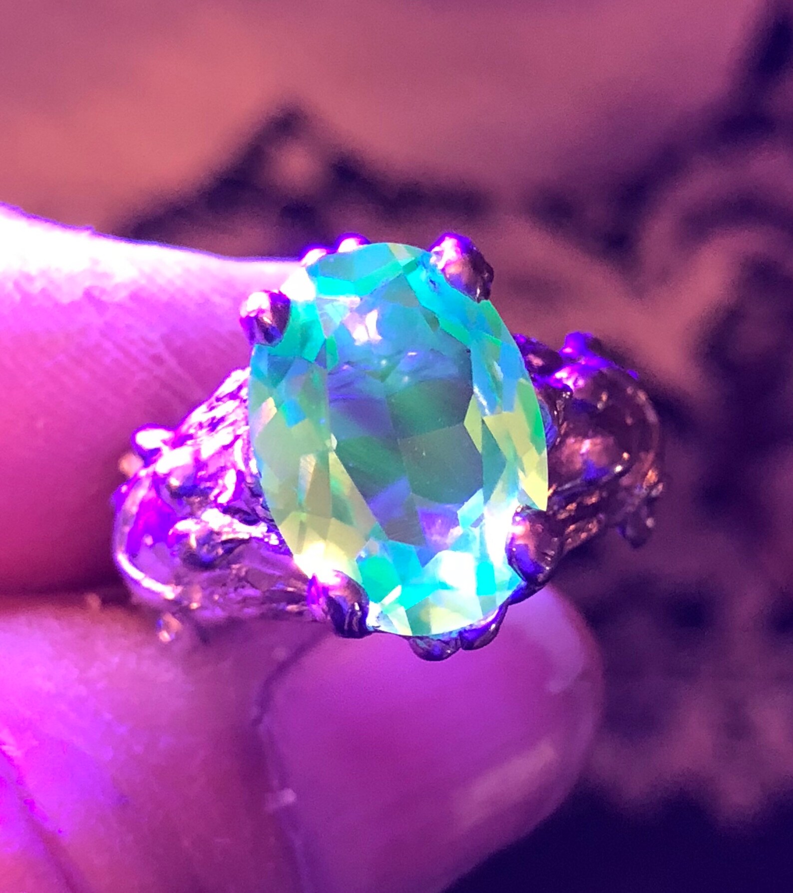 Art Nouveau Style, Aqua Uranium Vaseline Glass Glowing Maiden Caryatid ...