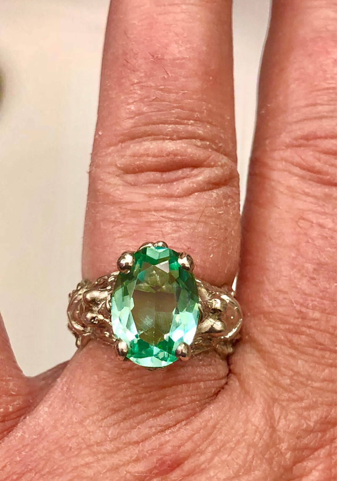 Art Nouveau Style, Aqua Uranium Vaseline Glass Glowing Maiden Caryatid ...