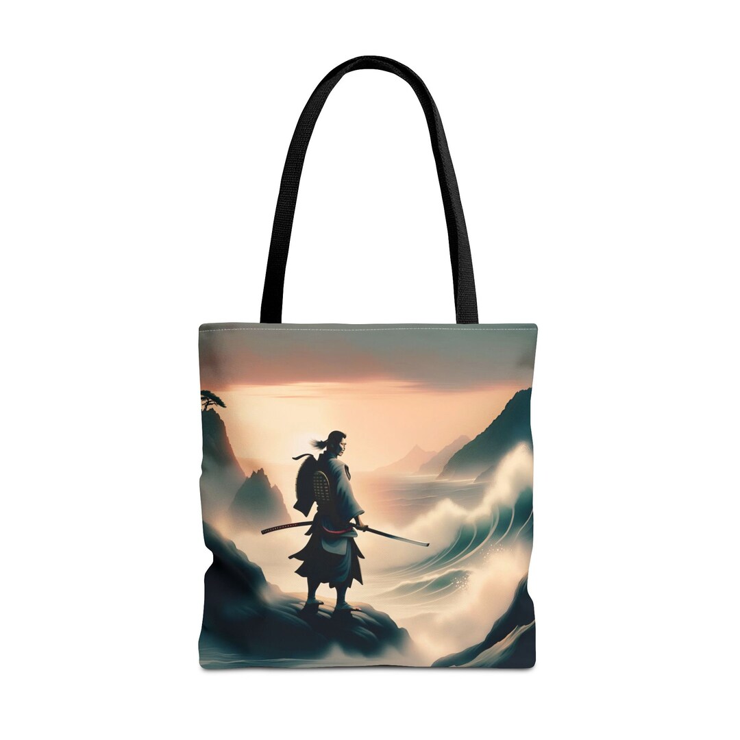 Samurai Waves Shrine Tote Bag, Japanese Warrior Bag, Asian Art Carryall ...