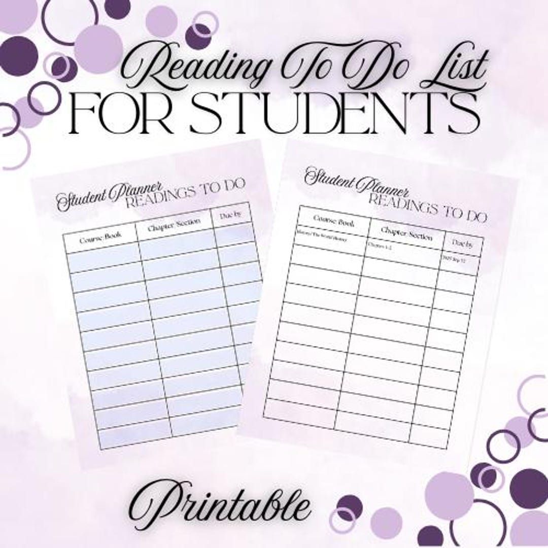Student Planning: Reading to Do List (editable) - Etsy
