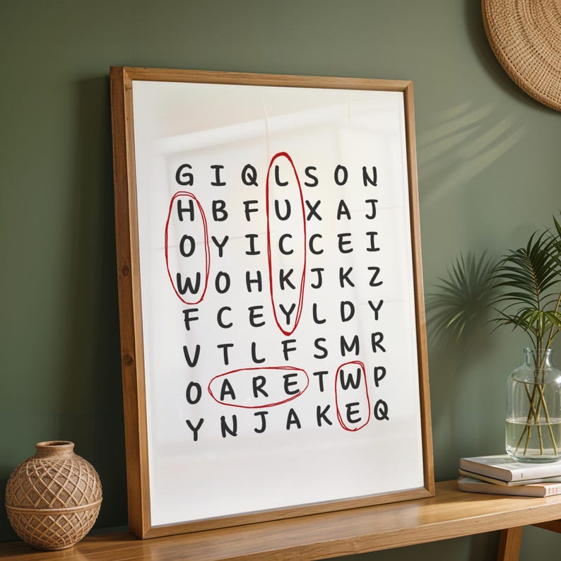 How Lucky We Are Word Search Printable, Hidden Message Wall Art ...