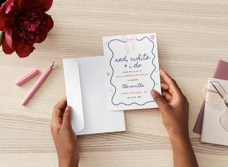 Red, White & I Do Bachelorette Weekend Invitation Template - Etsy