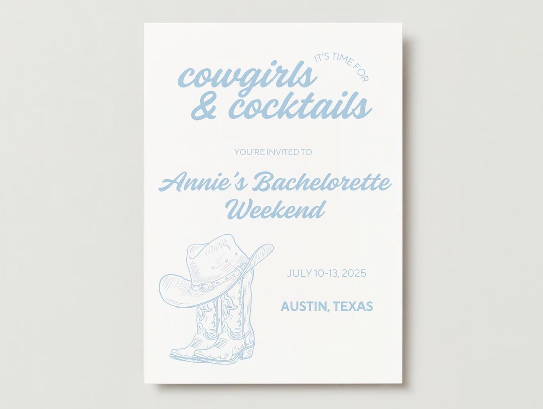 Cowgirls & Cocktails Bachelorette Weekend Invitation Template - Etsy