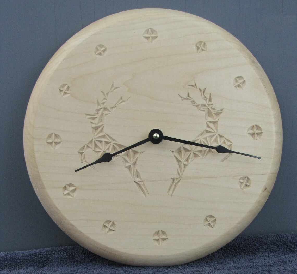 Chip Carved Stag Clock - Etsy