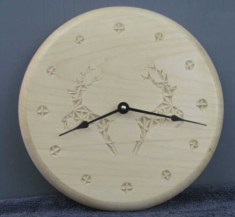Chip Carved Stag Clock - Etsy