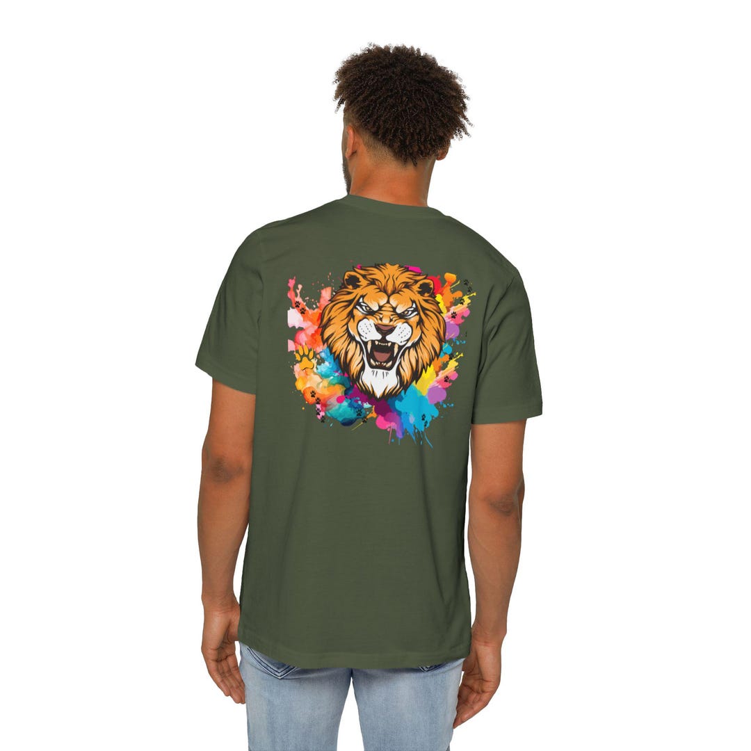 Leòn Colorful Lion Graphic T-shirt, Vibrant Unisex Tee, Casual Wear ...