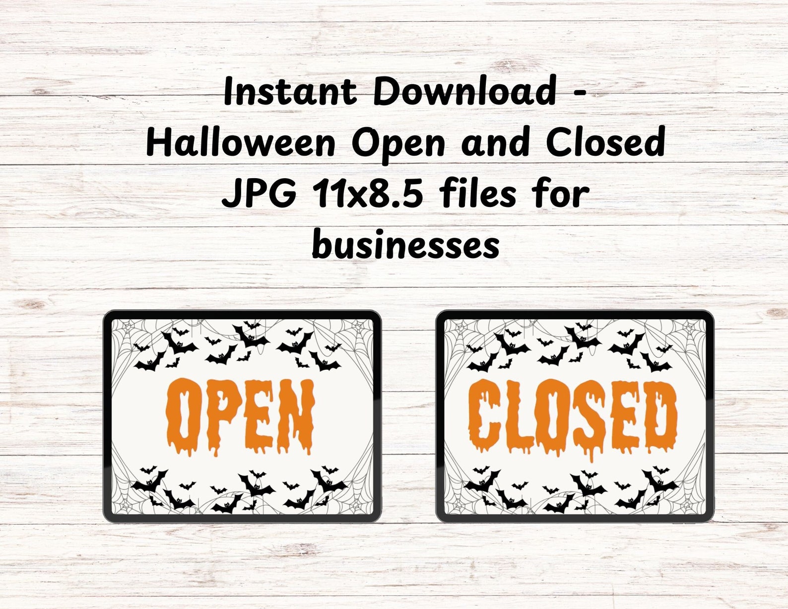 Halloween Themed Open & Closed Signs for Businesses - 2 JPG 11x8.5 ...