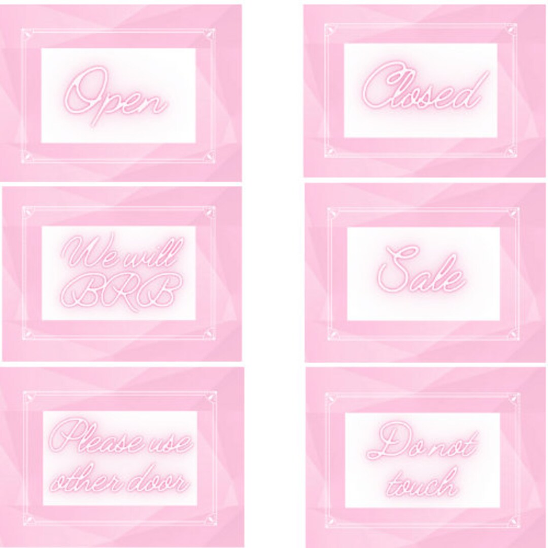 Pink Store/office Signs Printable Bundle - Includes 7 Pink Themed Signs ...
