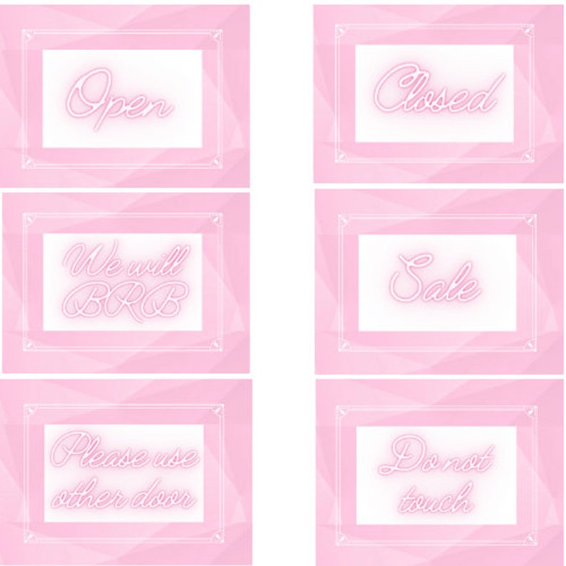 Pink Store/office Signs Printable Bundle - Includes 7 Pink Themed Signs ...