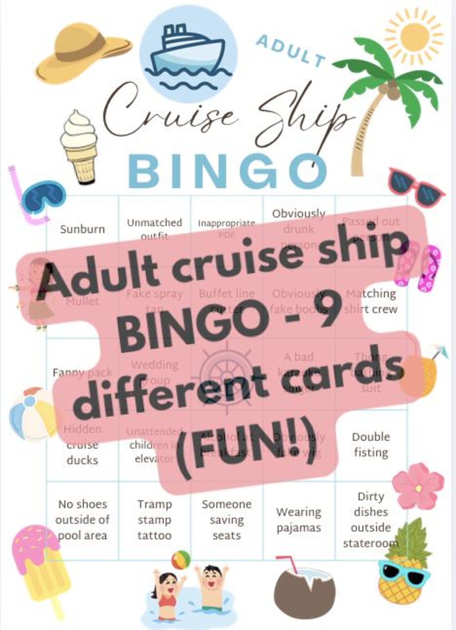 Cruise Ship BINGO - ADULT - Etsy